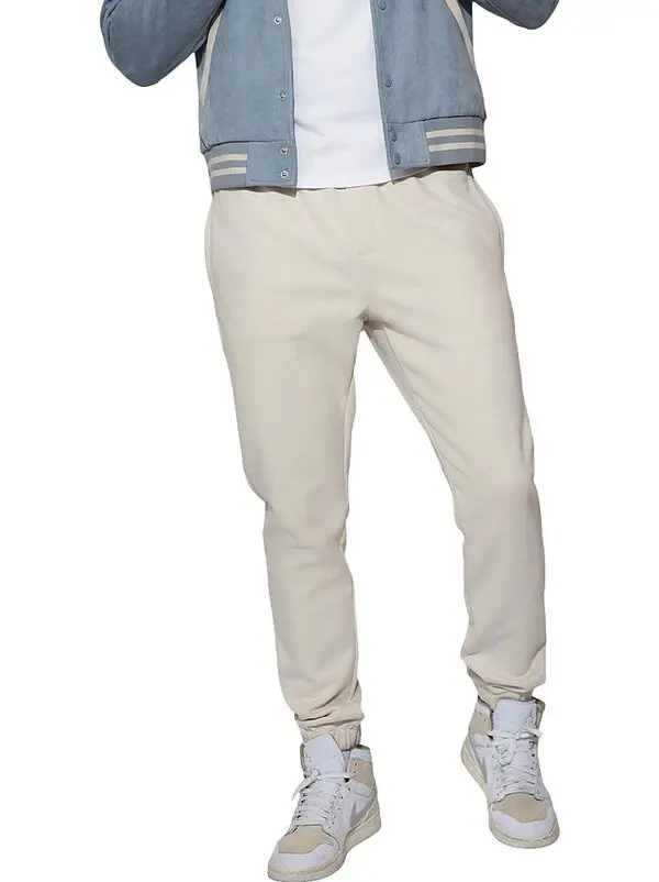 Monfrère Noah Slim Fit Faux Suede Pants - Ivory