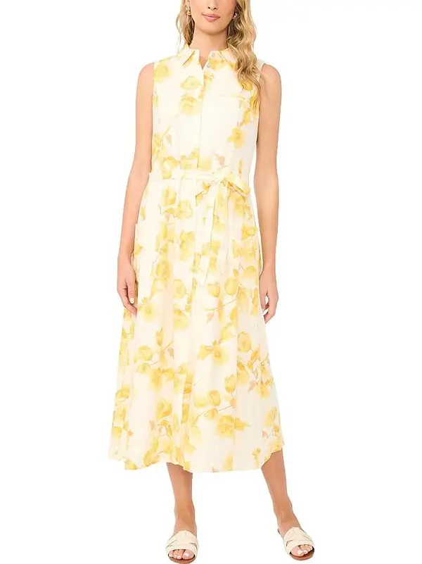 Vince Camuto Sleeveless Collared Patch Pocket Dress - New Ivory