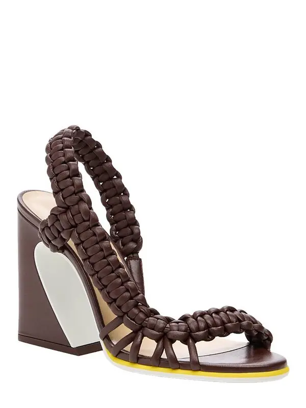 Fendi Arco Sculptural Slingback Sandals - Mahogany