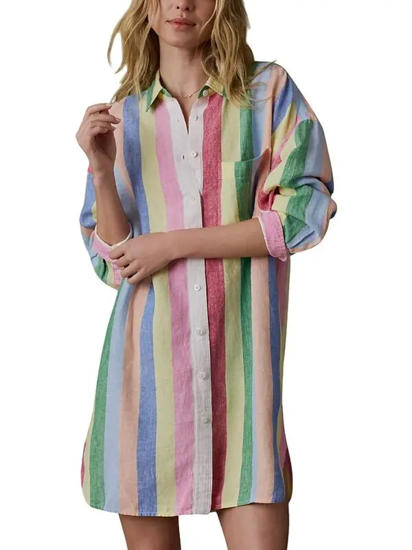 Faherty Brand Laguna Mini Shirt Dress - Sunbeam Stripe