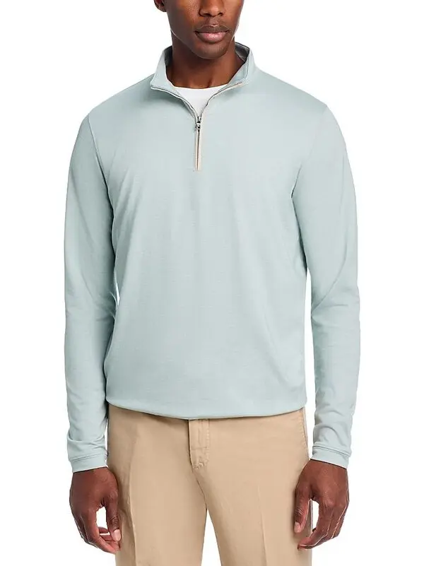 Peter Millar Albatross Pique Quarter-zip - Light Willow