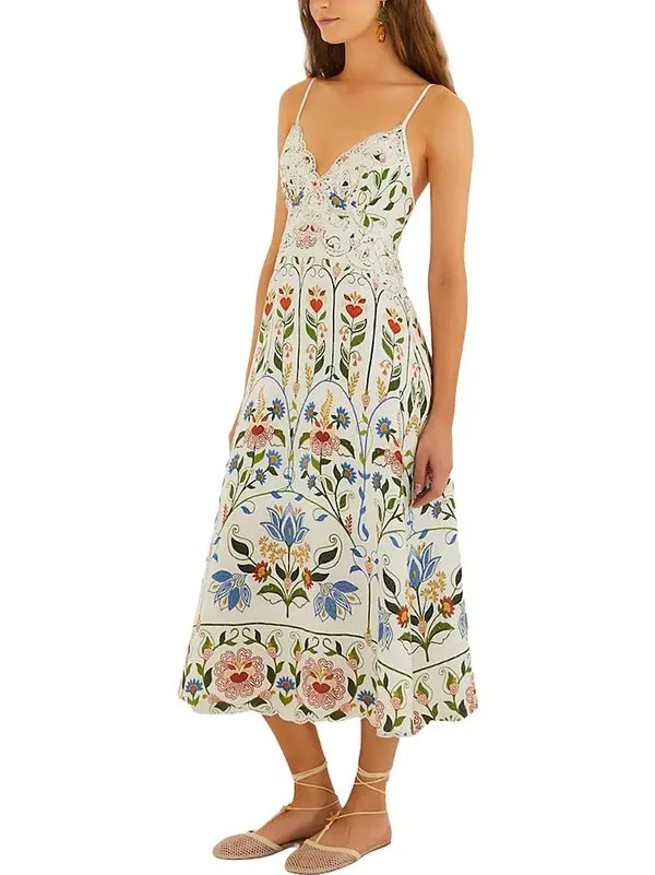 Farm Rio Stitched Garden Midi Dress - Stitched Green