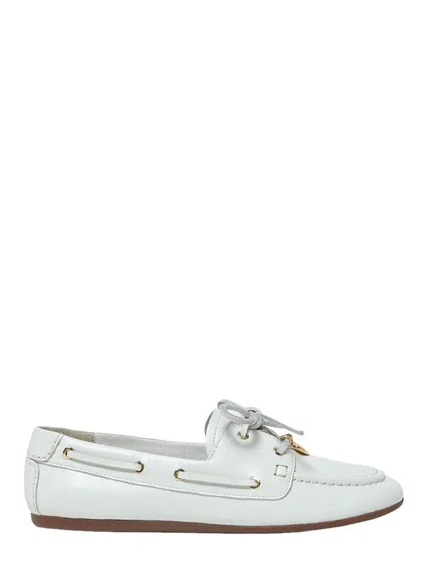 Maje Leather Boat Shoe Loafers - White