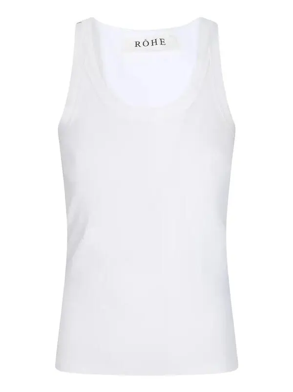 RÓHE Ribbed Knit Scoop-neck Top - White