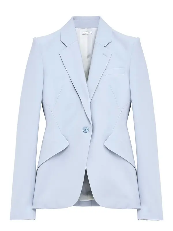 Alexander McQueen Single-breasted Leaf Crepe Jacket - Light Blue