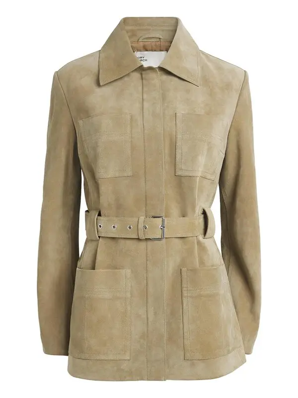 Tory Burch Suede Belted Jacket - Brown