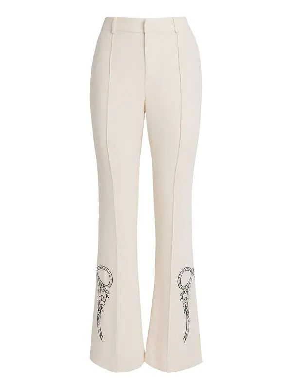 Cinq À Sept Abeline Embroidered Trousers - White