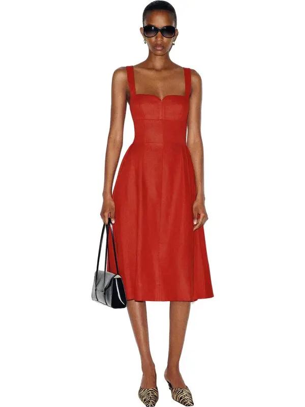 REFORMATION Roma Linen Dress - Red