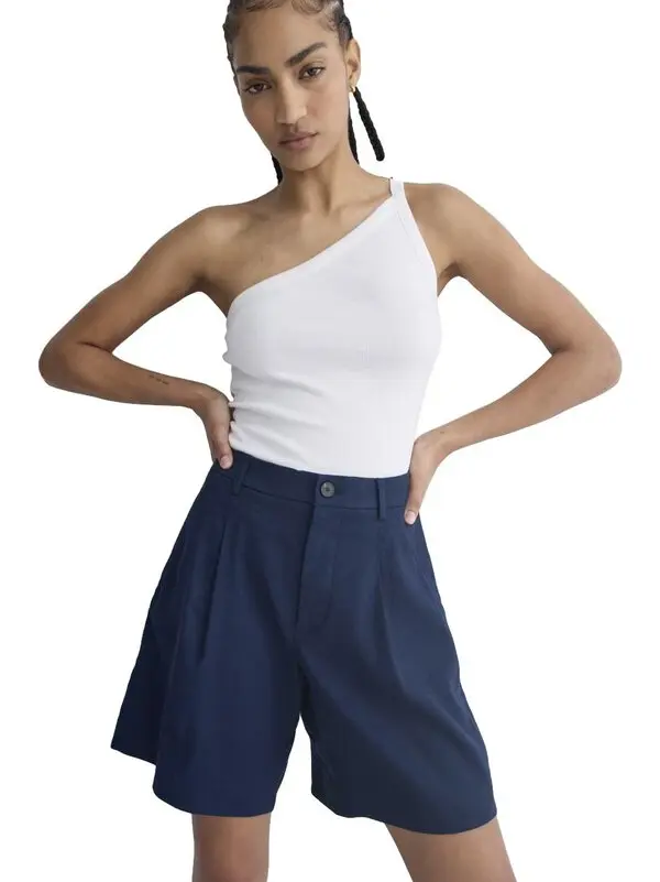 Everlane Tailored A-line Linen Shorts - Navy