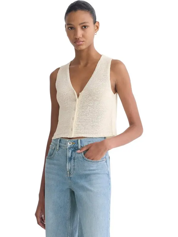 Everlane Sleeveless V-neck Tank Top Sweater - Bone