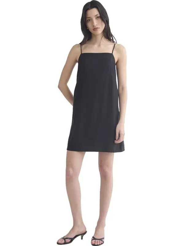 Everlane Mini Shift Stretch Linen Dress - Black