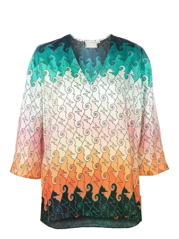 MARY KATRANTZOU Pathos Geometric-print Silk Blouse - Multicolour