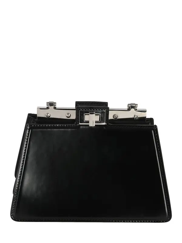 Fendi Petite Peekaboo Cut Chain Shoulder Bag - Black