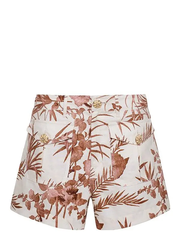 Cara Cara Printed Mini Shorts - Paradise Camel