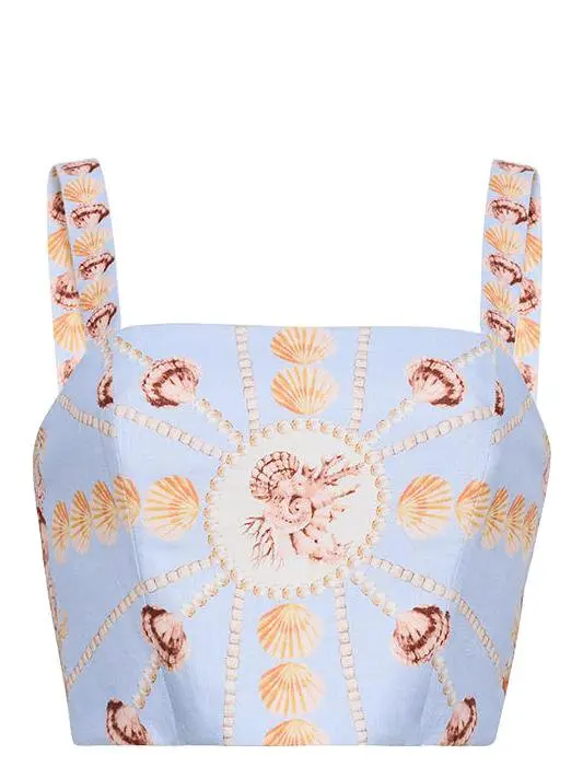 Cara Cara Helena Cropped Top - Seashell Stripe Ivory