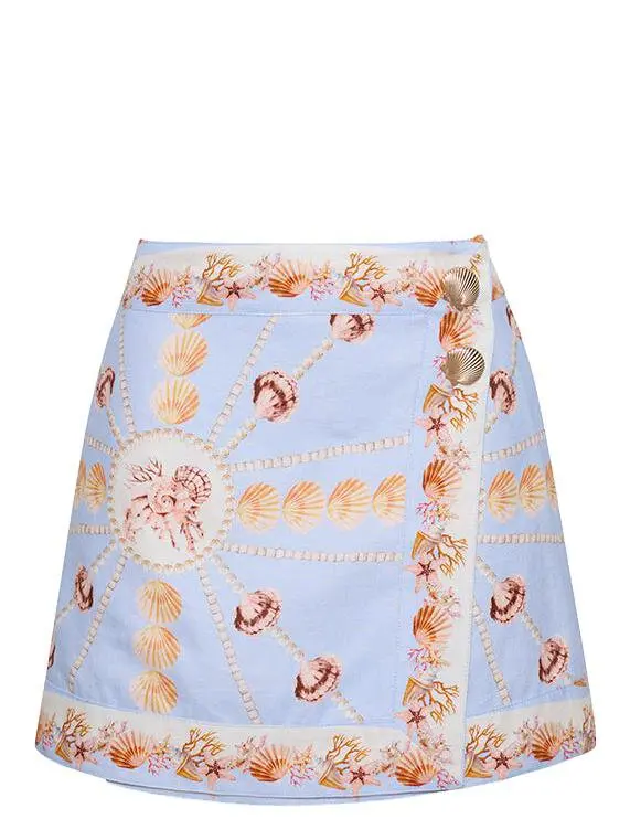 Cara Cara Fischer Mini Wrap Skirt - Seashell Stripe Ivory