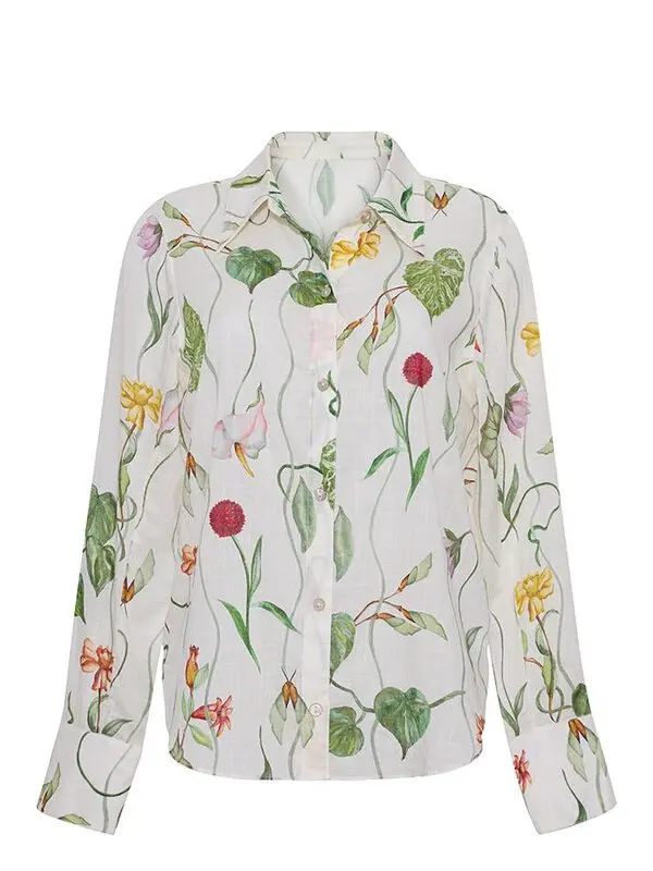 Cara Cara Relaxed Fit Printed Shirt - Flora Trail Ivory