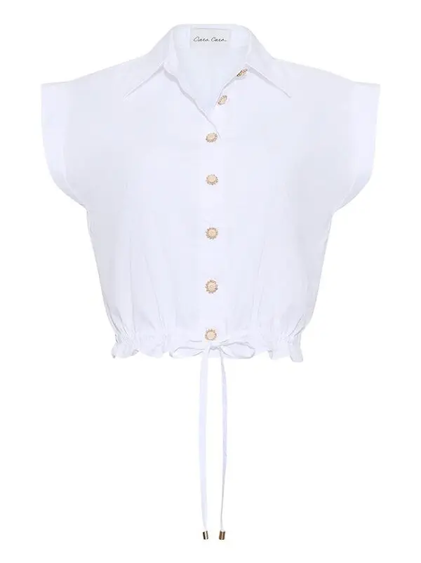 Cara Cara Octavia Collared Top - White