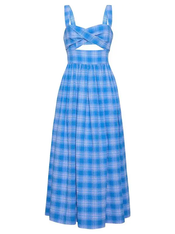 Cara Cara Clover Midi Dress - Blue Plaid