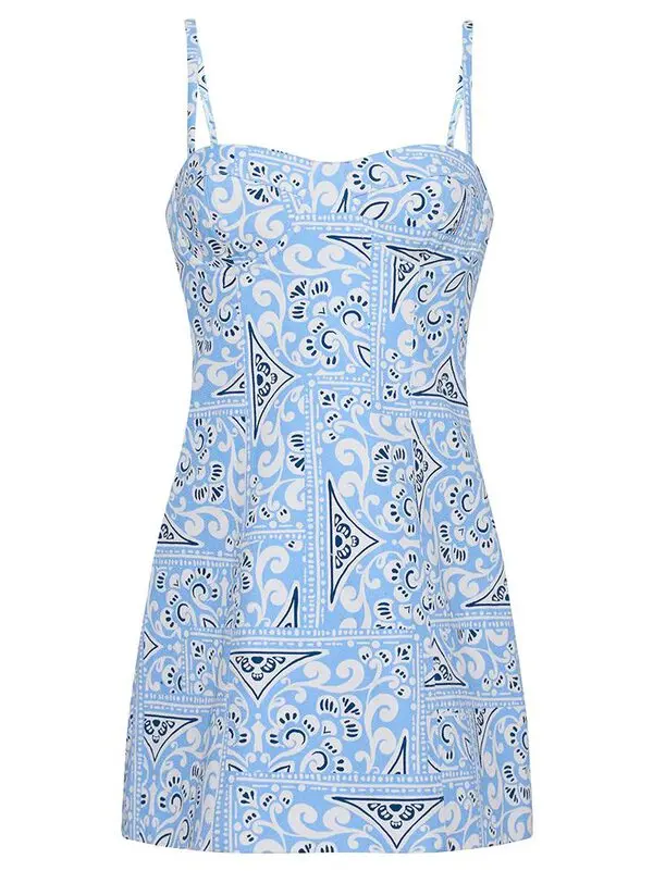 Cara Cara Claudine Mini Dress - Heart Tile Cornflower