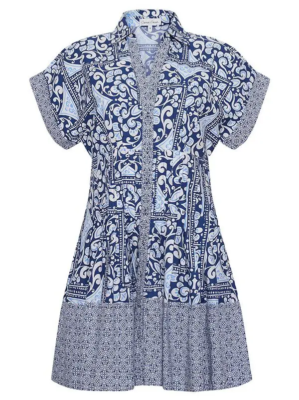 Cara Cara Nash Mini Shirt Dress - Hart Tile Navy
