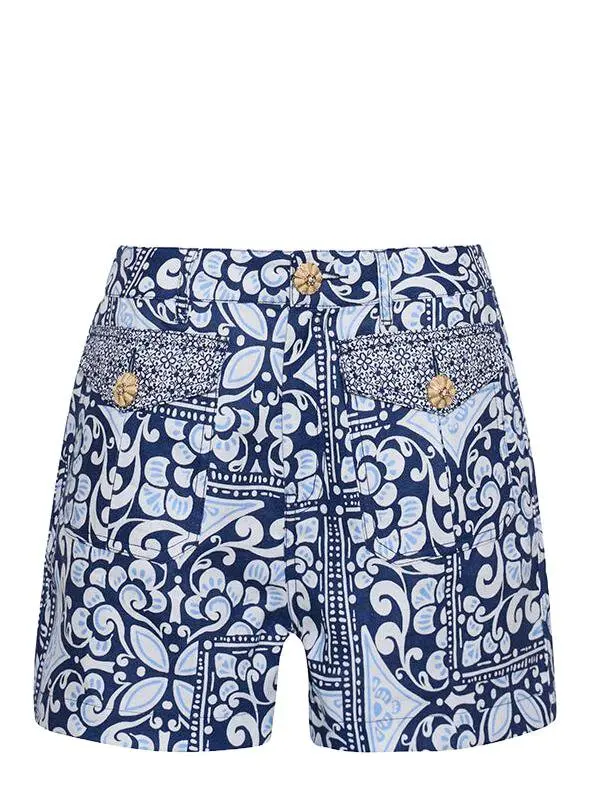 Cara Cara Xenia Printed Mini Shorts - Hart Tile Navy