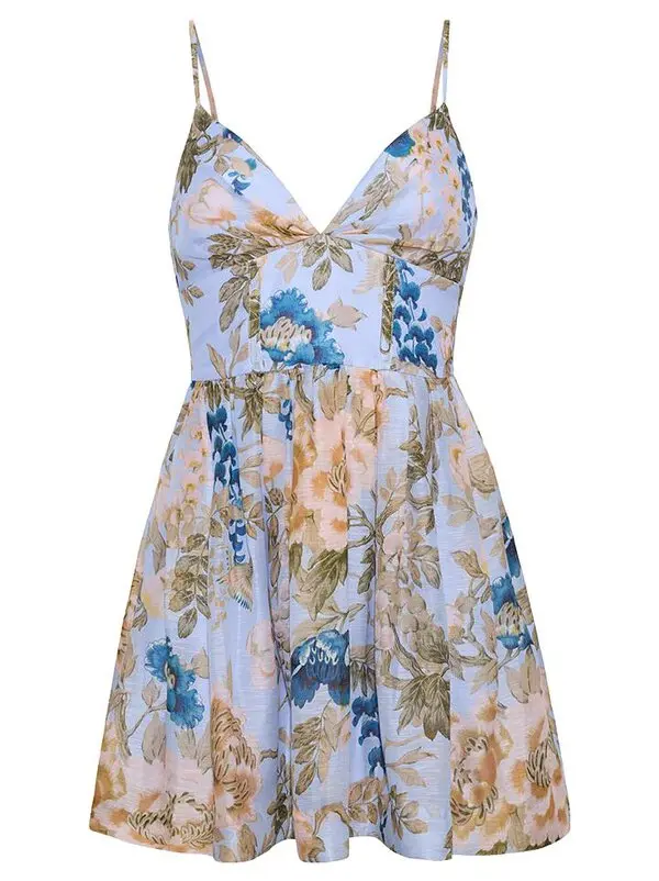 Cara Cara Miro Mini Fit-and-flare Dress - Flora Meadow Light Blue