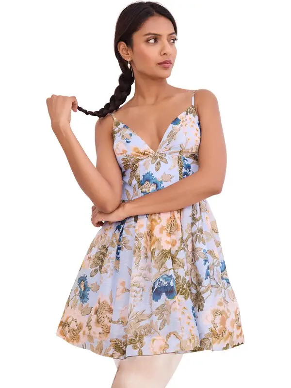 Cara Cara Miro Mini Dress - Flora Meadow Light Blue