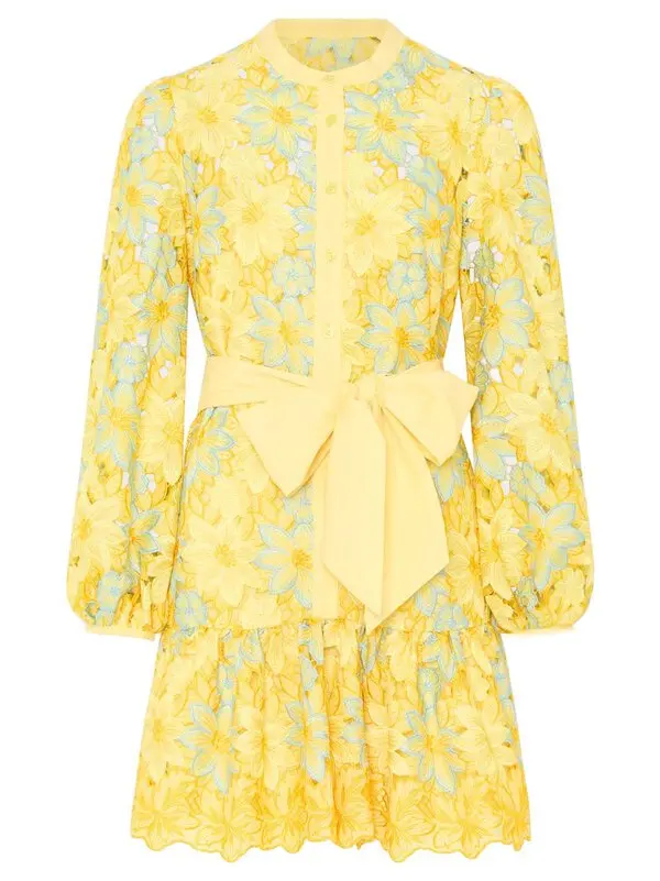 MILLY Nellie Lace Mini Dress - Yellow