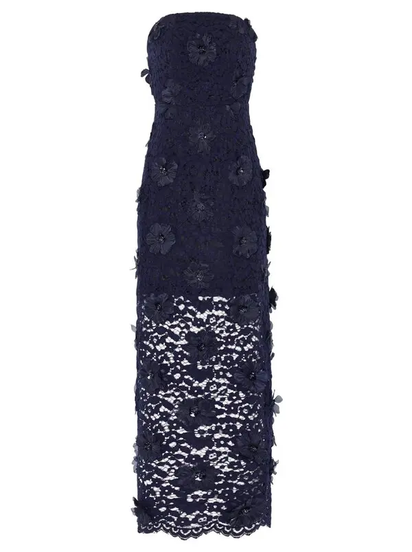 MILLY Kait Floral Sequin Dress - Navy
