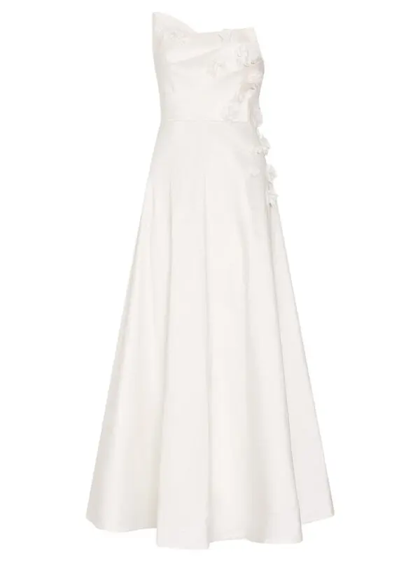 MILLY Cynthia Taffeta Embroidered Dress - White