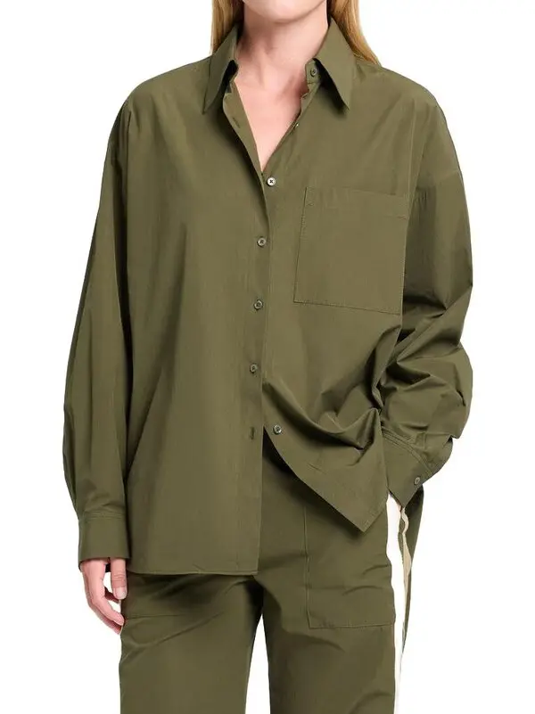 TWP Something Borrowed Longline Shirt - Military