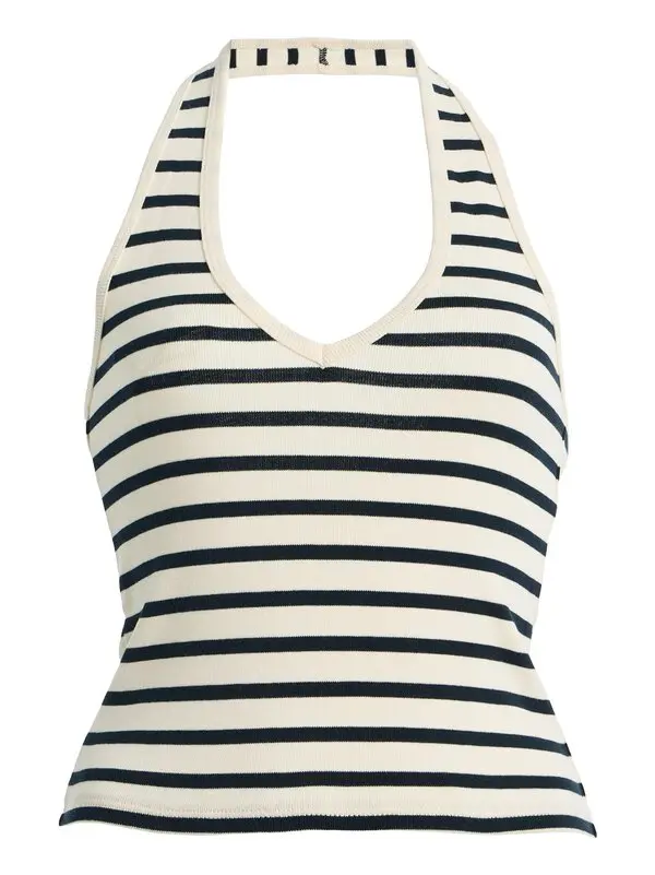 NILI LOTAN Britt Cotton Halter Top - Stripe