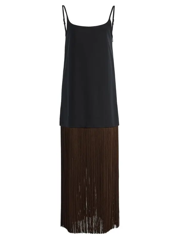 Alaïa Fringe Cotton Slip Dress - Black