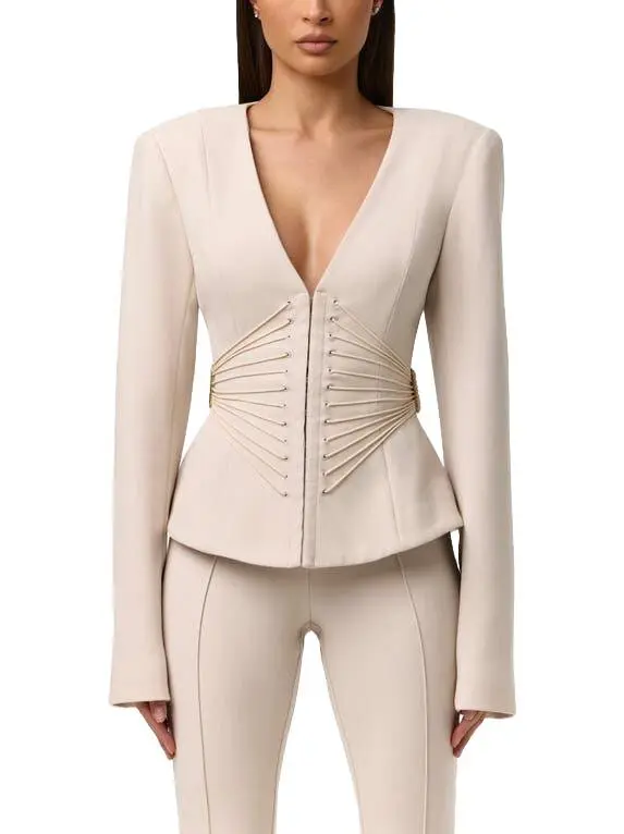 Naked Wardrobe Suiting Corset Blazer - Melange Beige