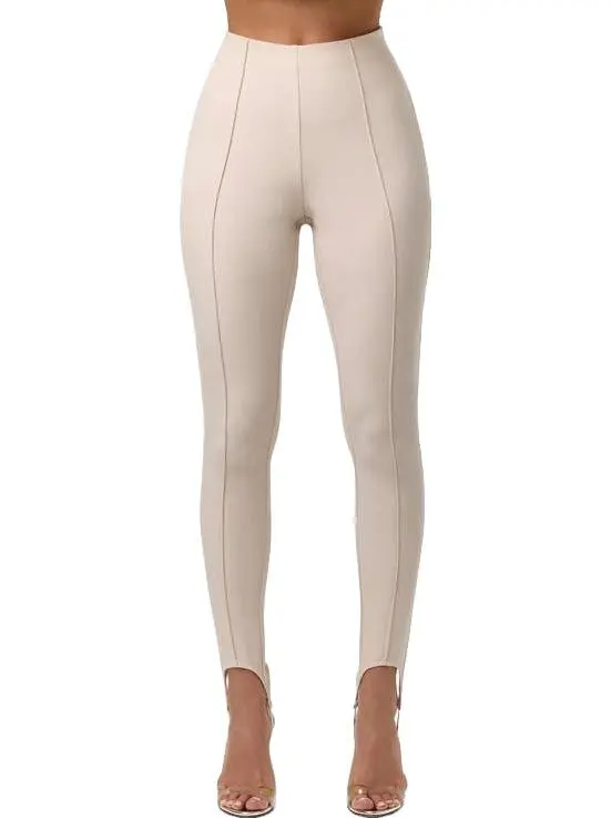 Naked Wardrobe Suiting Stirrup Leggings - Melange Beige