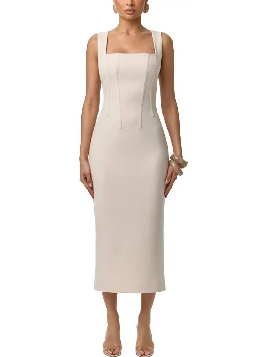 Naked Wardrobe Suiting Midi Dress - Melange Beige