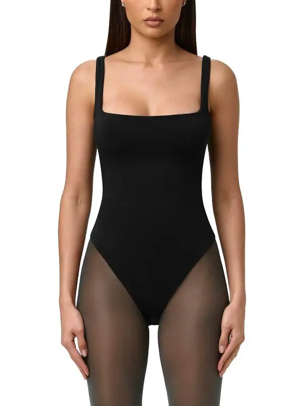 Naked Wardrobe Square Neck Bodysuit - Black