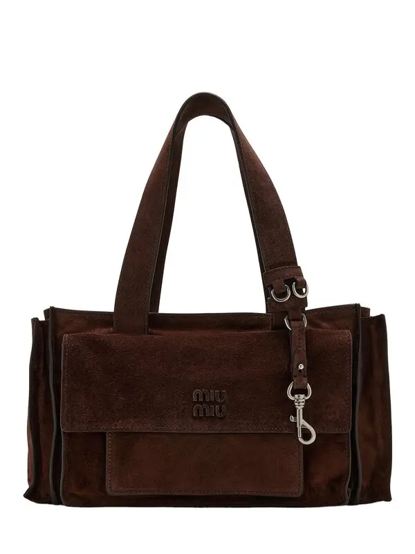 Miu Miu Utilitaire Suede Shopper - Brown