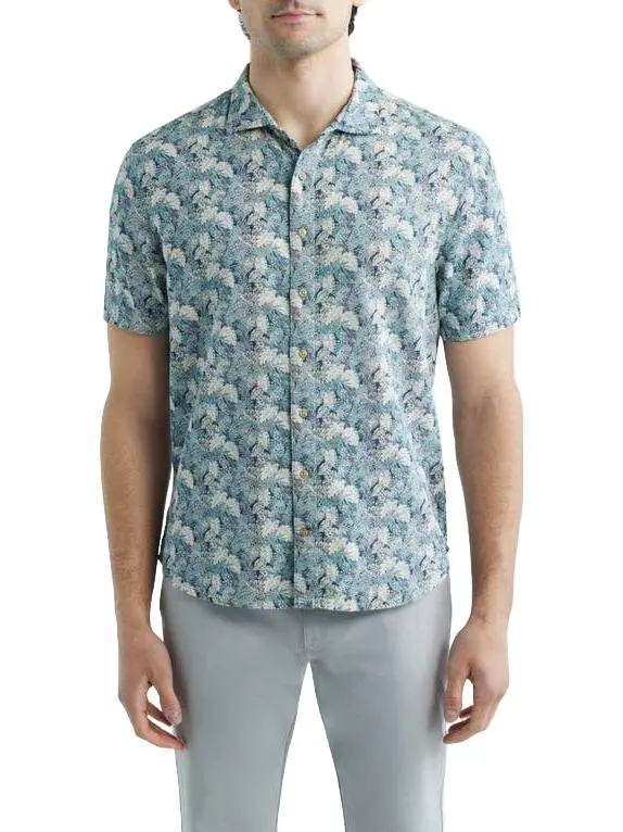 Johnnie-o Ragland Botanical Print Cotton Blend Sport Shirt - Wake