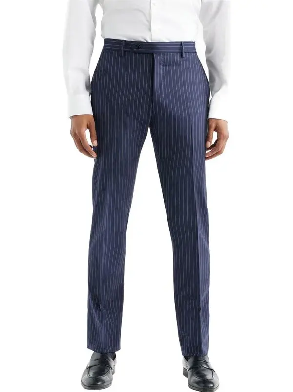 Zanella Noah Pinstripe Wool-blend Dress Pants - Navy