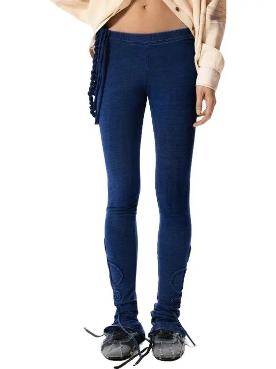 Desigual Tie Hem Detail Knit Pants - Navy Blue