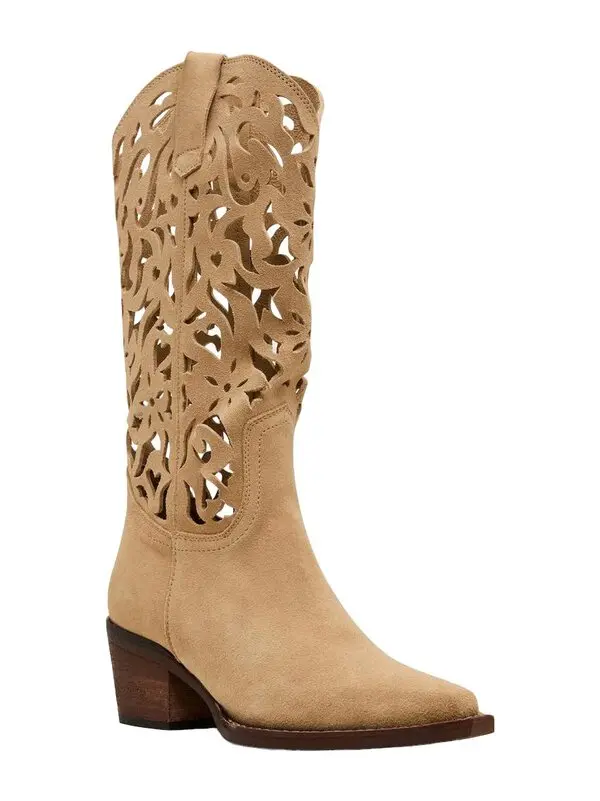 Steve Madden Albany Western Boots - Taupe Suede