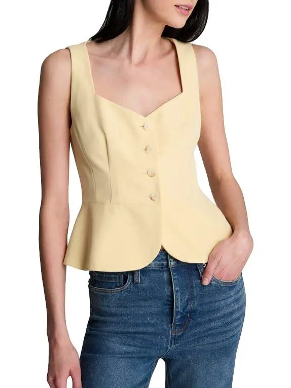 KENNETH COLE Curved Hem Peplum Vest - Pastel Yellow
