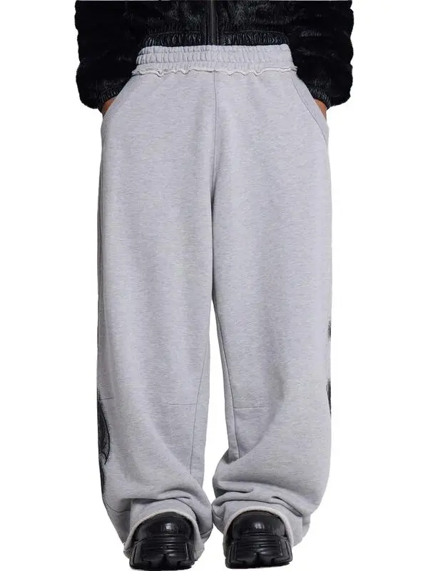 JADED LONDON Gothic Print Baggy Joggers - Grey