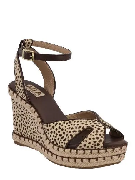 Mia Mallorca Calf Hair Espadrille Wedge Sandal - Cheetah Calf Hair