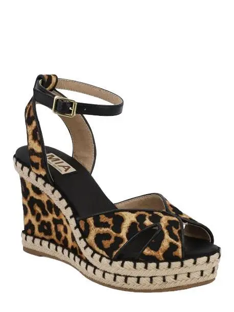 Mia Mallorca Calf Hair Espadrille Wedge Sandal - Leopard Calf Hair