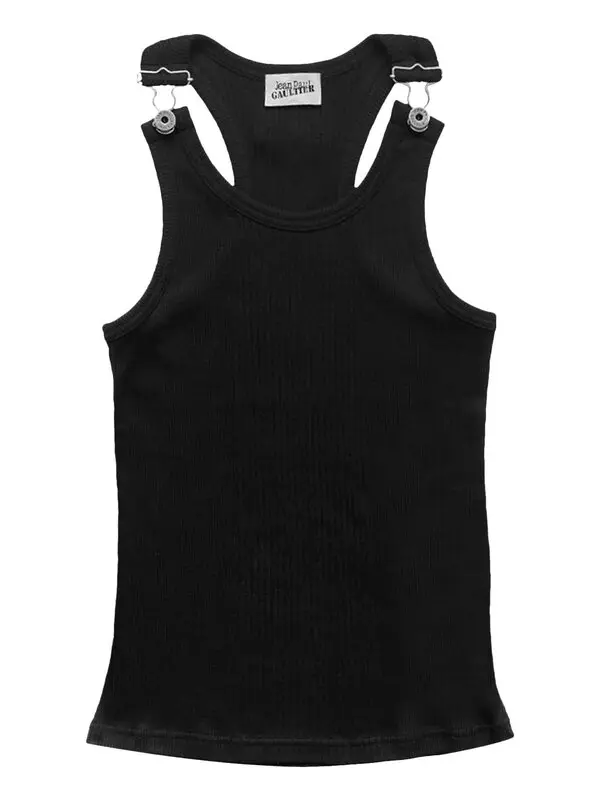 JEAN PAUL GAULTIER Overall Buckle Ribbed Tank Top - Black
