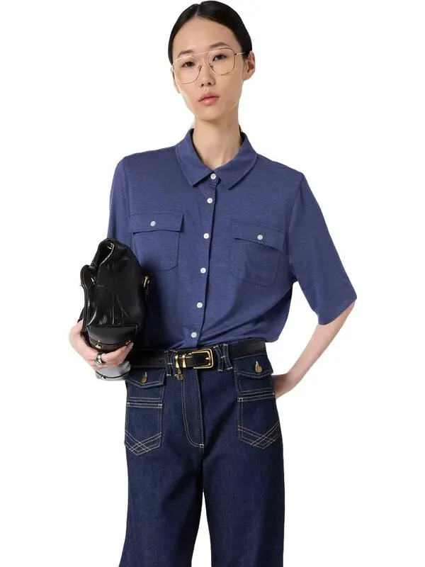 Gerard Darel Myla Polo Collar Shirt - Indigo