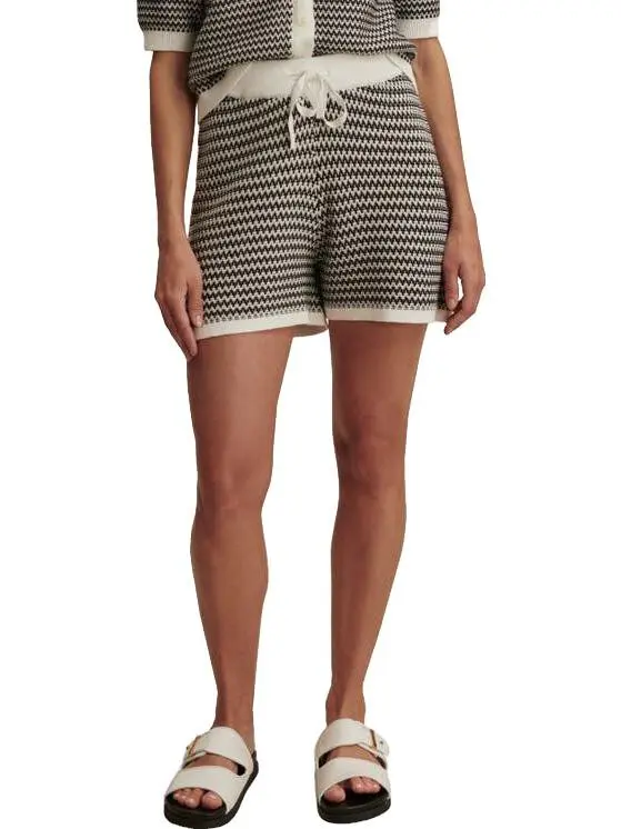 Varley Cotton Knit Drawstring Shorts - Snow White/black